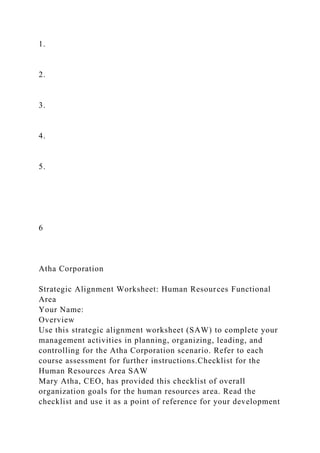 Atha CorporationStrategic Alignment Worksheet Operations an.docx