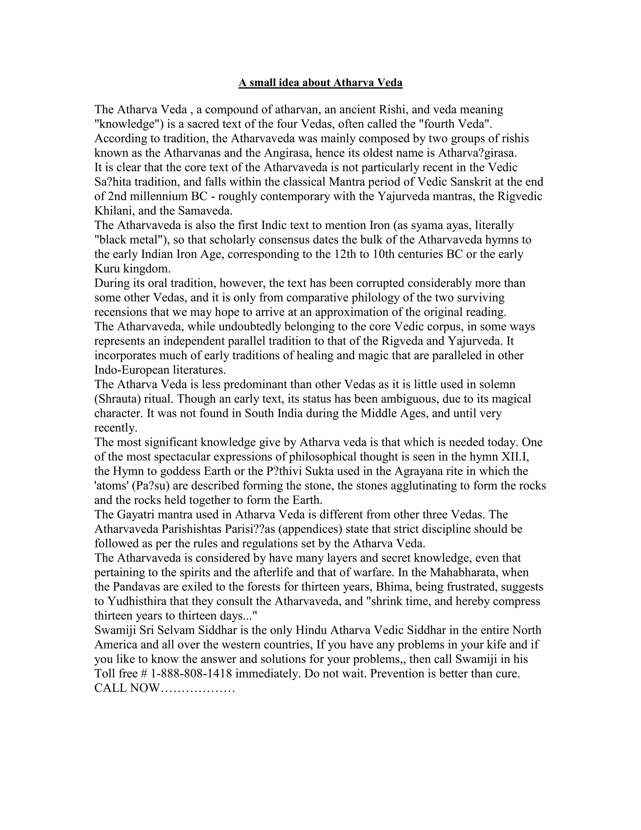 Atharva veda march 2010 | DOC