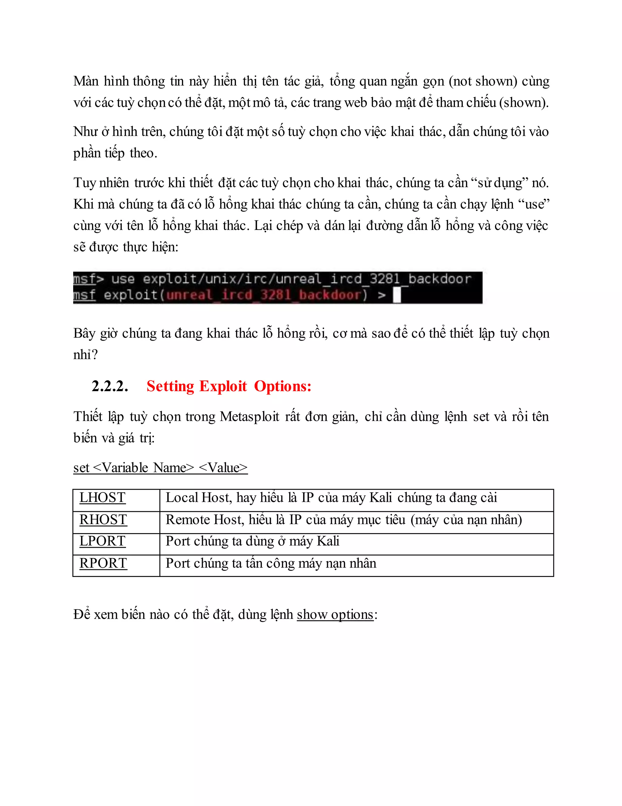 TÌM HIỂU VỀ METASPLOIT TRONG KALI LINUX - Thái Tuấn | DOCX
