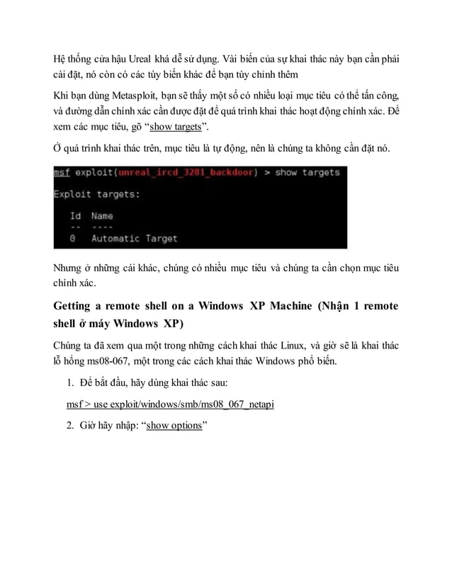 TÌM HIỂU VỀ METASPLOIT TRONG KALI LINUX - Thái Tuấn | DOCX