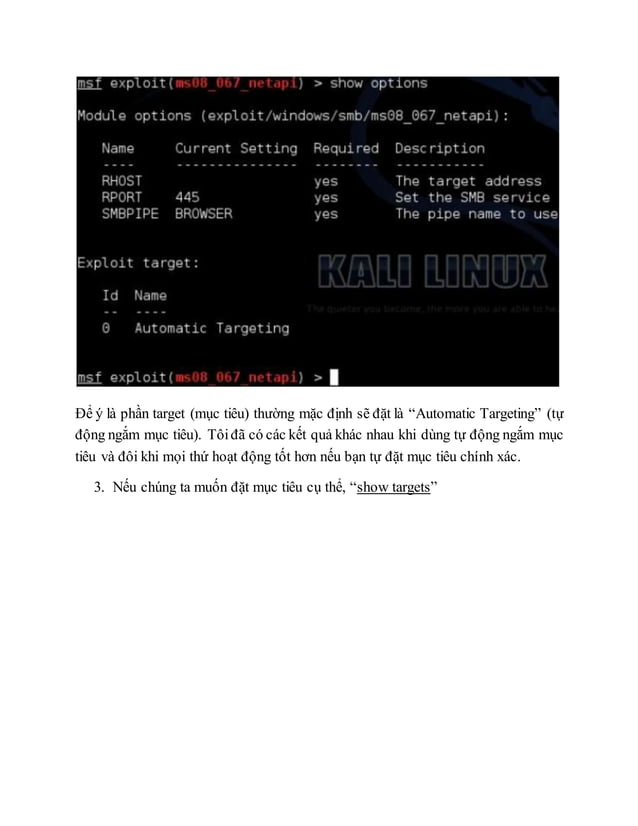 TÌM HIỂU VỀ METASPLOIT TRONG KALI LINUX - Thái Tuấn | DOCX