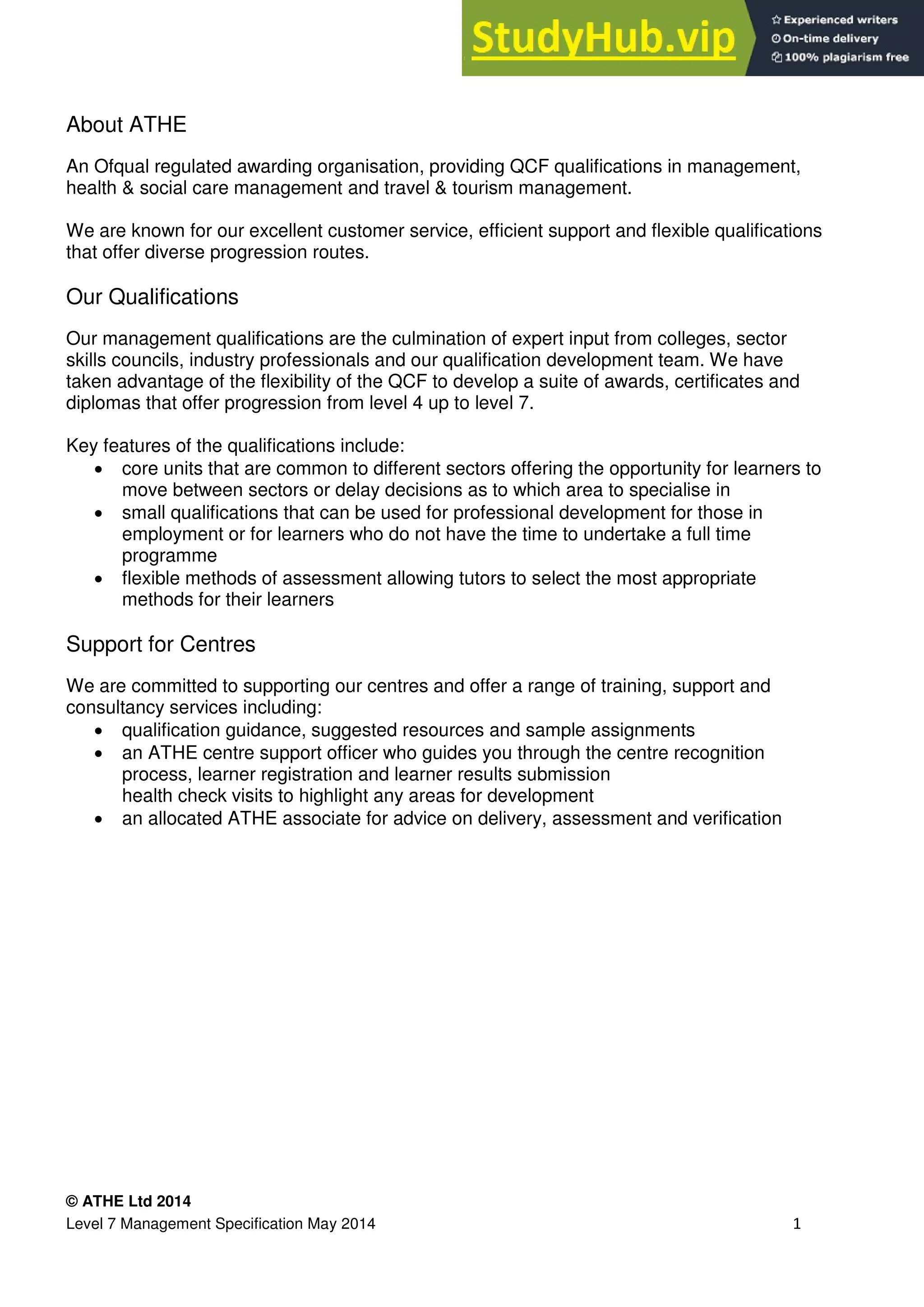 ATHE - Level 7 Management Specification (1) | PDF