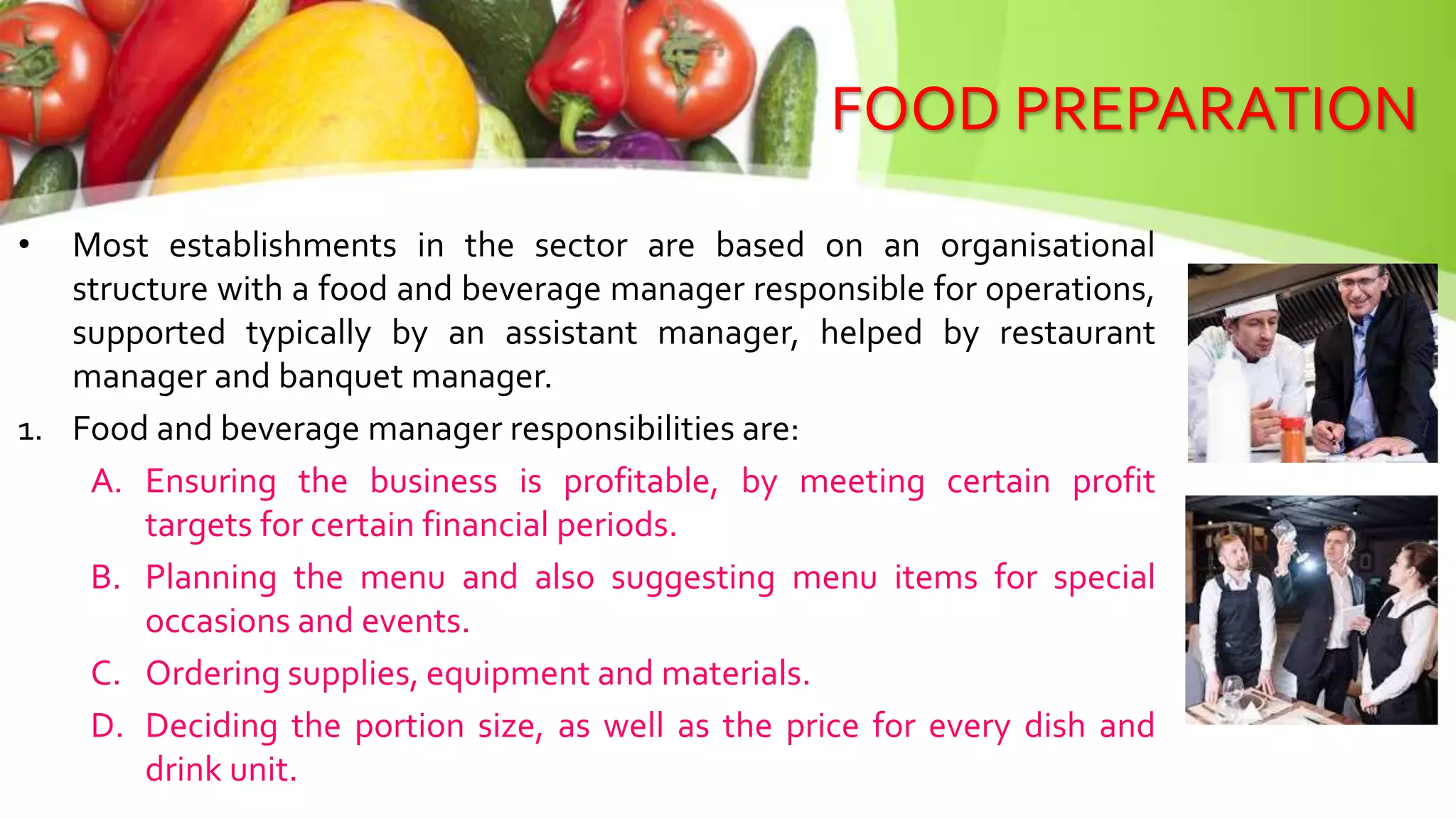 ROLES AND RESPONSIBILITIES OF FOOD AND BEVERAGE PERSONNEL | PPTX