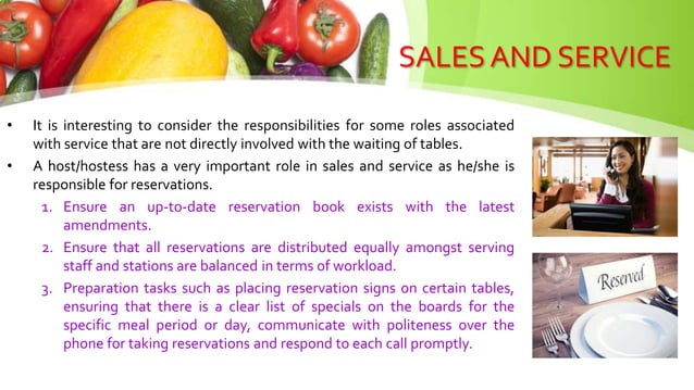 ROLES AND RESPONSIBILITIES OF FOOD AND BEVERAGE PERSONNEL | PPTX | Bars & Restaurants | Attractions