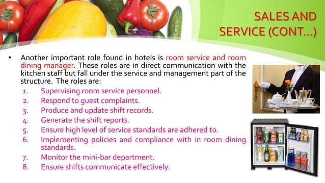 ROLES AND RESPONSIBILITIES OF FOOD AND BEVERAGE PERSONNEL | PPTX | Bars & Restaurants | Attractions