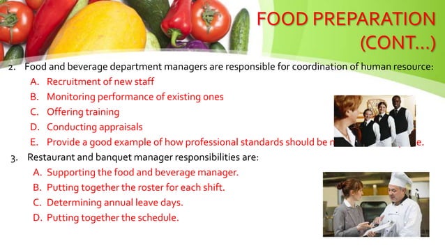 ROLES AND RESPONSIBILITIES OF FOOD AND BEVERAGE PERSONNEL | PPTX | Bars & Restaurants | Attractions