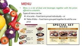 ROLES AND RESPONSIBILITIES OF FOOD AND BEVERAGE PERSONNEL | PPTX