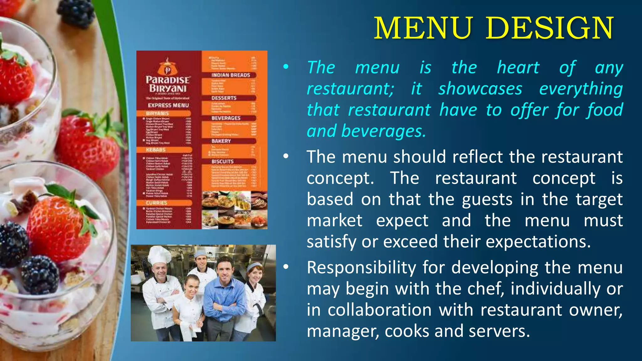 FACTORS AFFECTING MENU DESIGN AND PLANNING | PPTX