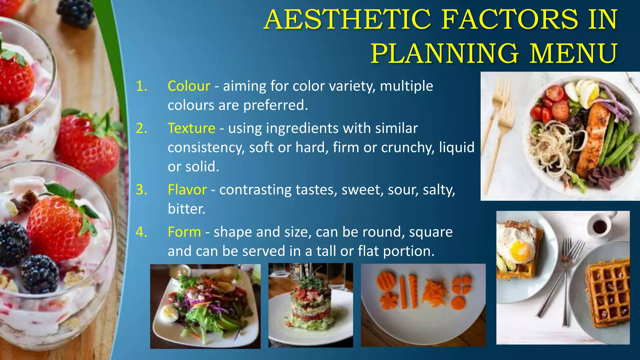 FACTORS AFFECTING MENU DESIGN AND PLANNING | PPTX
