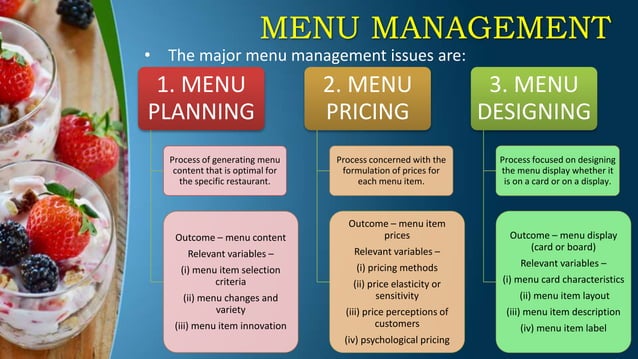 FACTORS AFFECTING MENU DESIGN AND PLANNING | PPTX | Food Industry ...