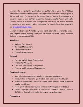 Athe level 4 extended diploma in management | PDF