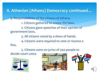Athenian democracy democracy in athens notes | PPTX