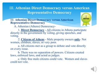 Athenian democracy democracy in athens notes | PPTX