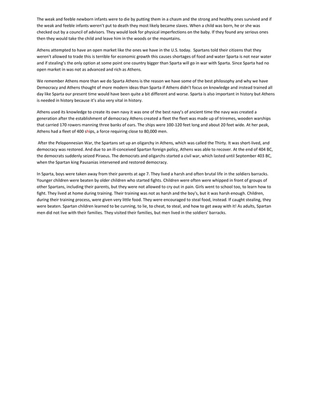 Athens vs Sparta - Debate Notes | DOCX