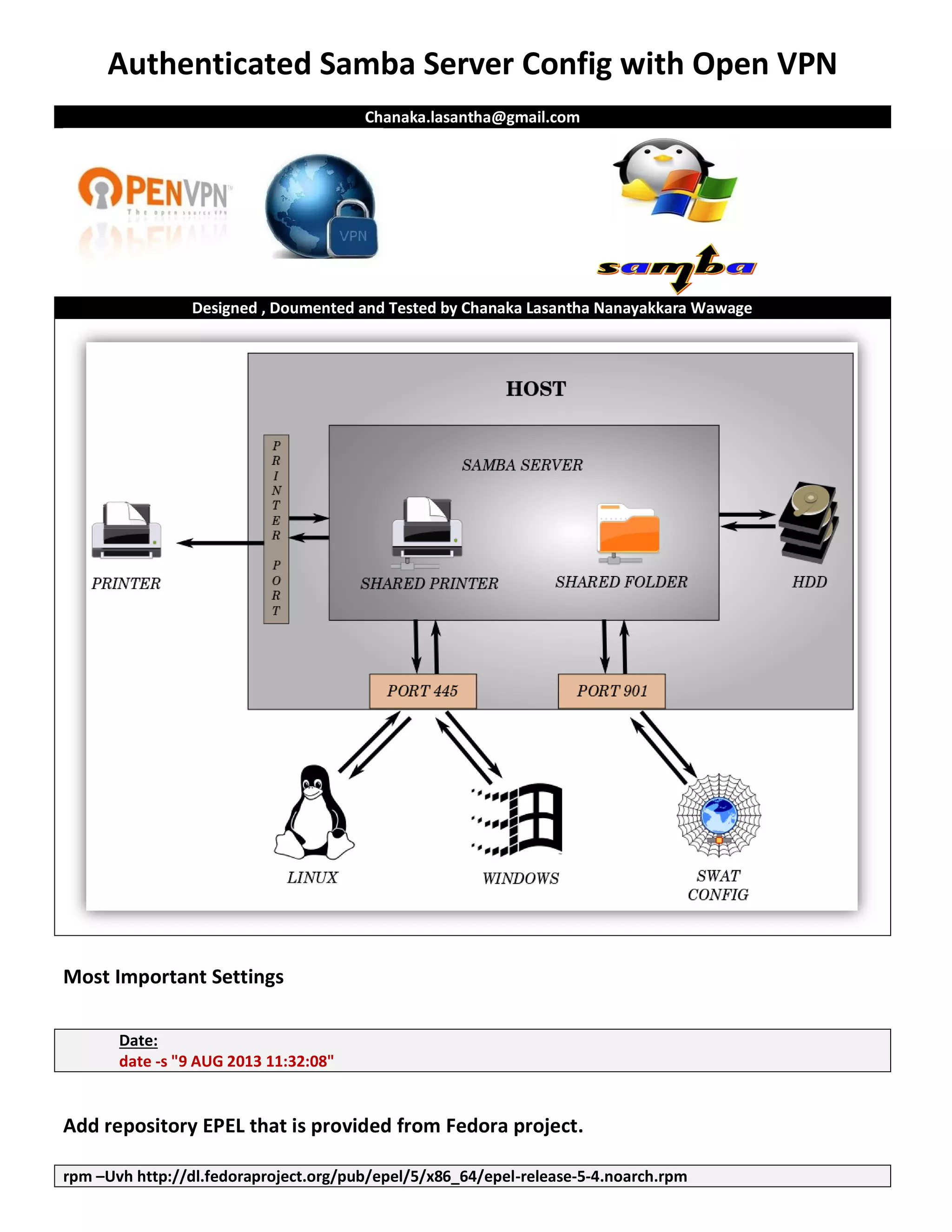 Athenticated smaba server config with open vpn | PDF