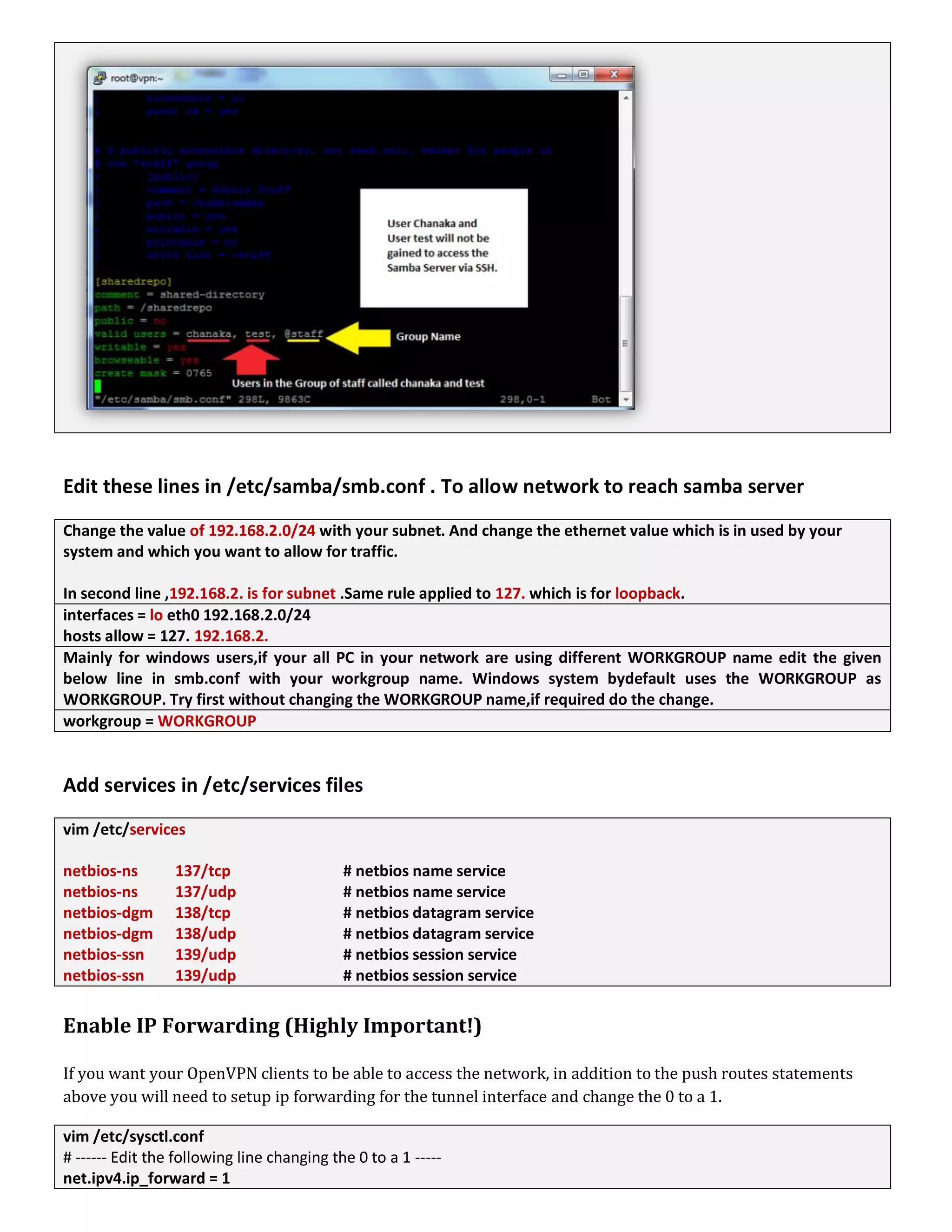 Athenticated smaba server config with open vpn | PDF