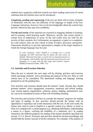 A Theoretical Framework For Developing Reading Materials For ...