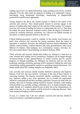 A Theoretical Framework For Developing Reading Materials For ...