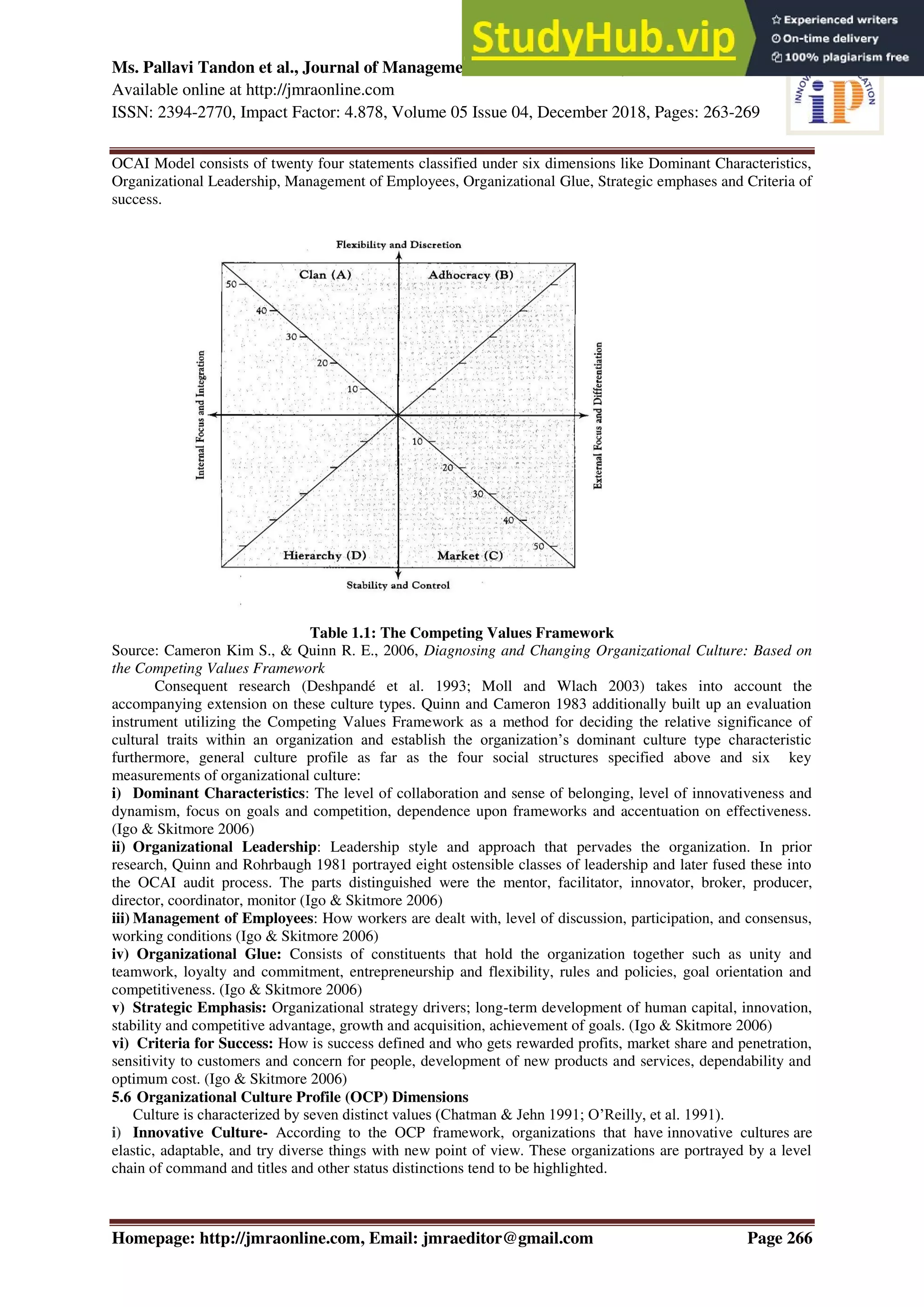 A THEORETICAL FRAMEWORK ON ORGANIZATION CULTURE DIMENSIONS | PDF