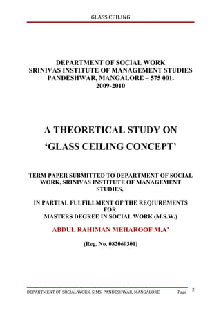 A Theoretical Study on ‘Glass Ceiling Concept’ | DOC