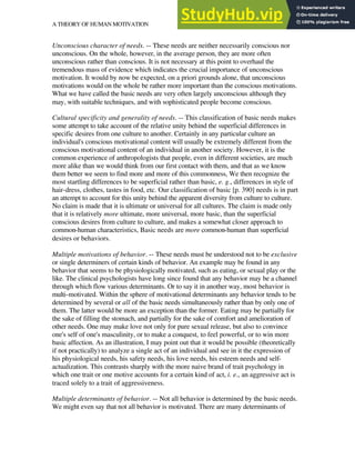 A Theory Of Human Motivation - A. H. Maslow (1943) | PDF