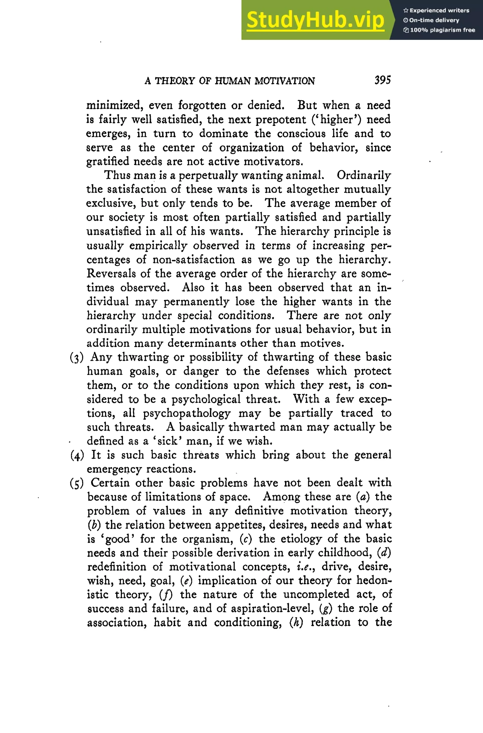 A Theory Of Human Motivation - Abraham H Maslow - Psychological Review ...