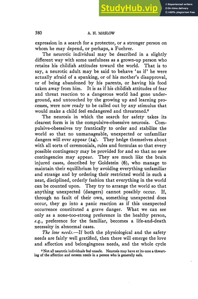A Theory Of Human Motivation - Abraham H Maslow - Psychological Review Vol 50 No 4 July 1943 ...