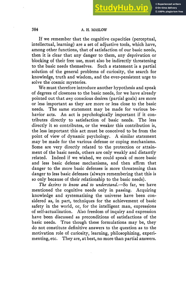 A Theory Of Human Motivation - Abraham H Maslow - Psychological Review Vol 50 No 4 July 1943 ...