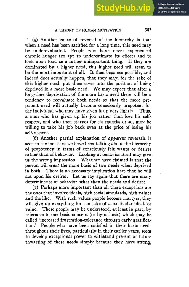 A Theory Of Human Motivation - Abraham H Maslow - Psychological Review Vol 50 No 4 July 1943 ...