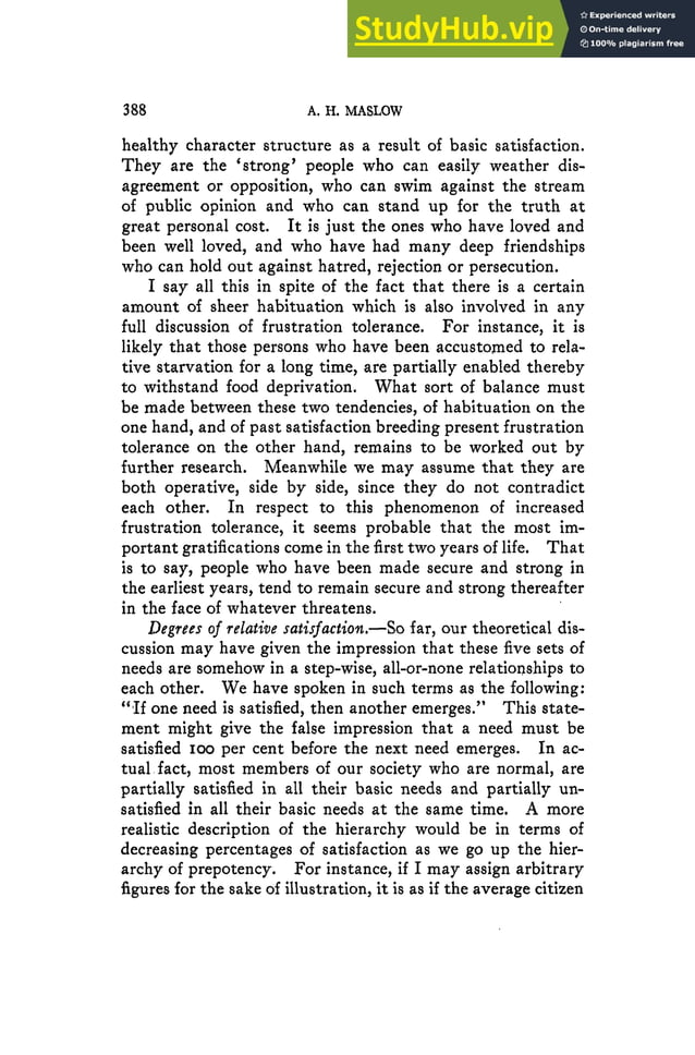 A Theory Of Human Motivation - Abraham H Maslow - Psychological Review Vol 50 No 4 July 1943 ...