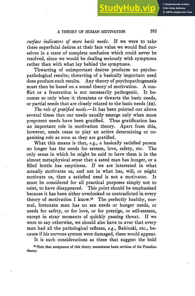 A Theory Of Human Motivation - Abraham H Maslow - Psychological Review Vol 50 No 4 July 1943 ...
