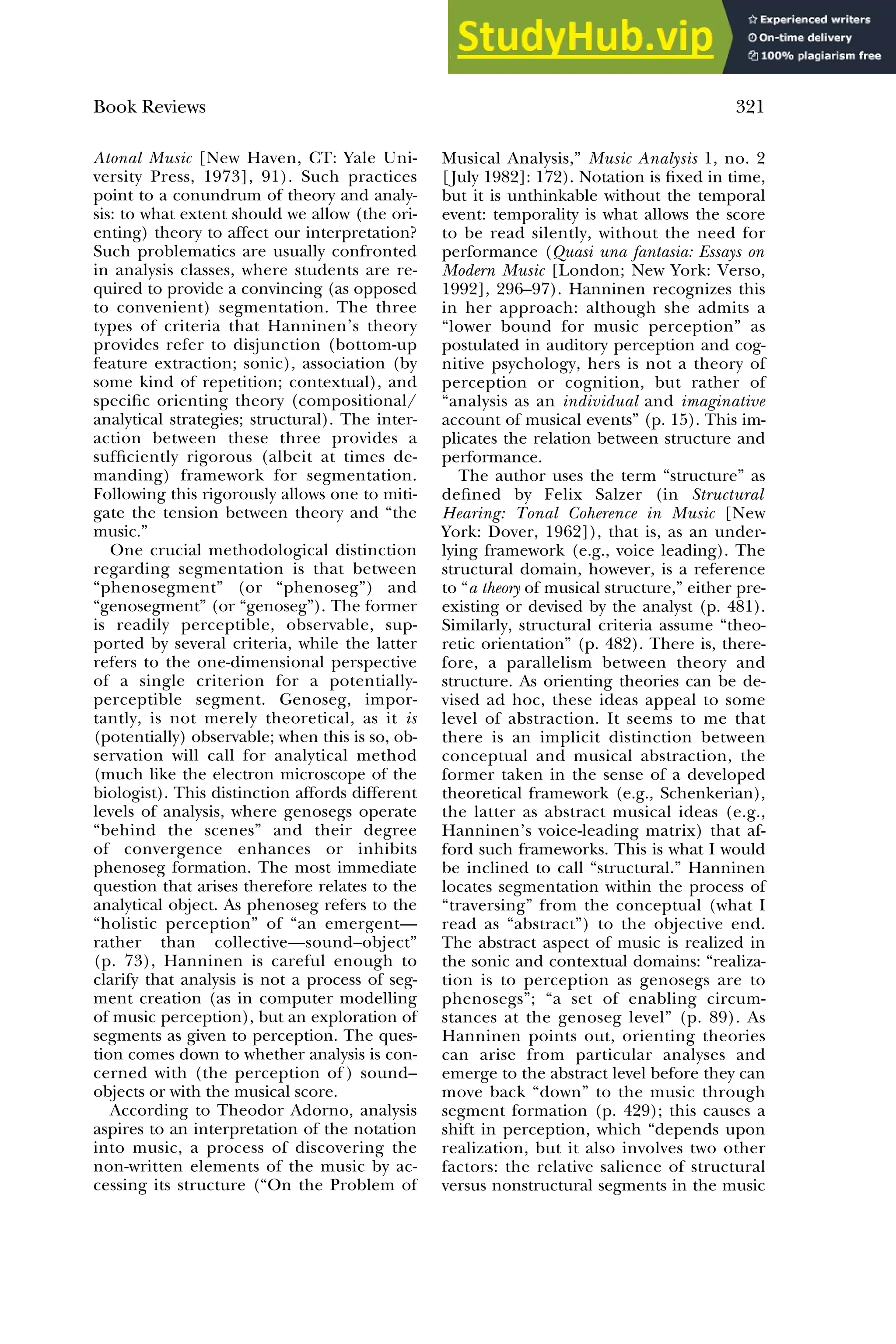 A Theory Of Music Analysis On Segmentation And Associative Organization By Dora A. Hanninen ...