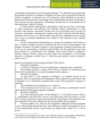 A Theory Of Presumption For Everyday Argumentation | PDF