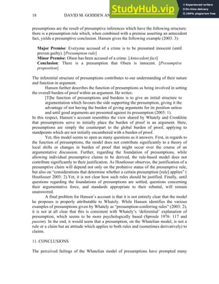 A Theory Of Presumption For Everyday Argumentation | PDF