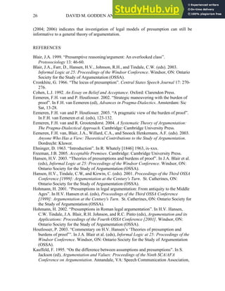 A Theory Of Presumption For Everyday Argumentation | PDF