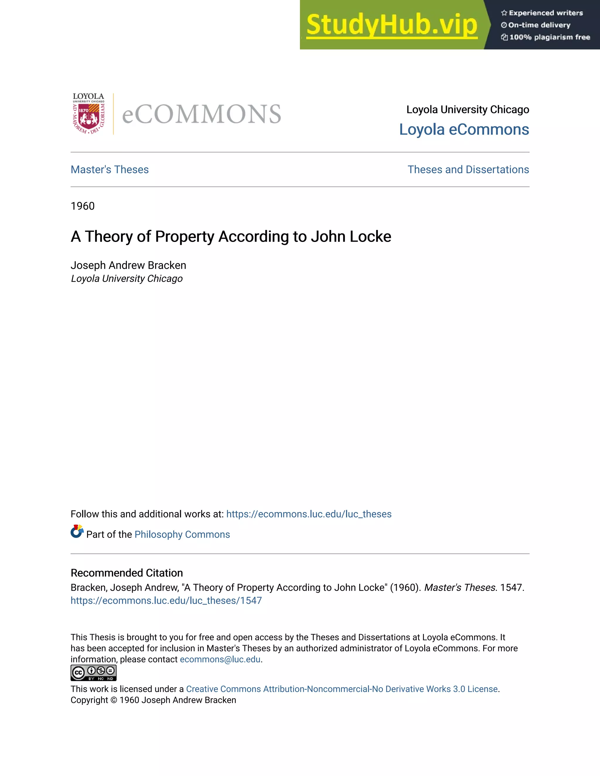 A Theory Of Property According To John Locke | PDF