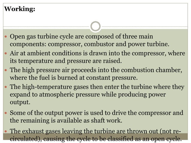 Gas turbine cycle (open and closed gas turbine cycle) | PPTX