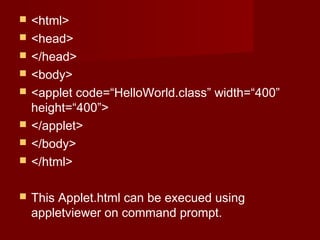 Java Applet | PPT | Programming Languages | Computing
