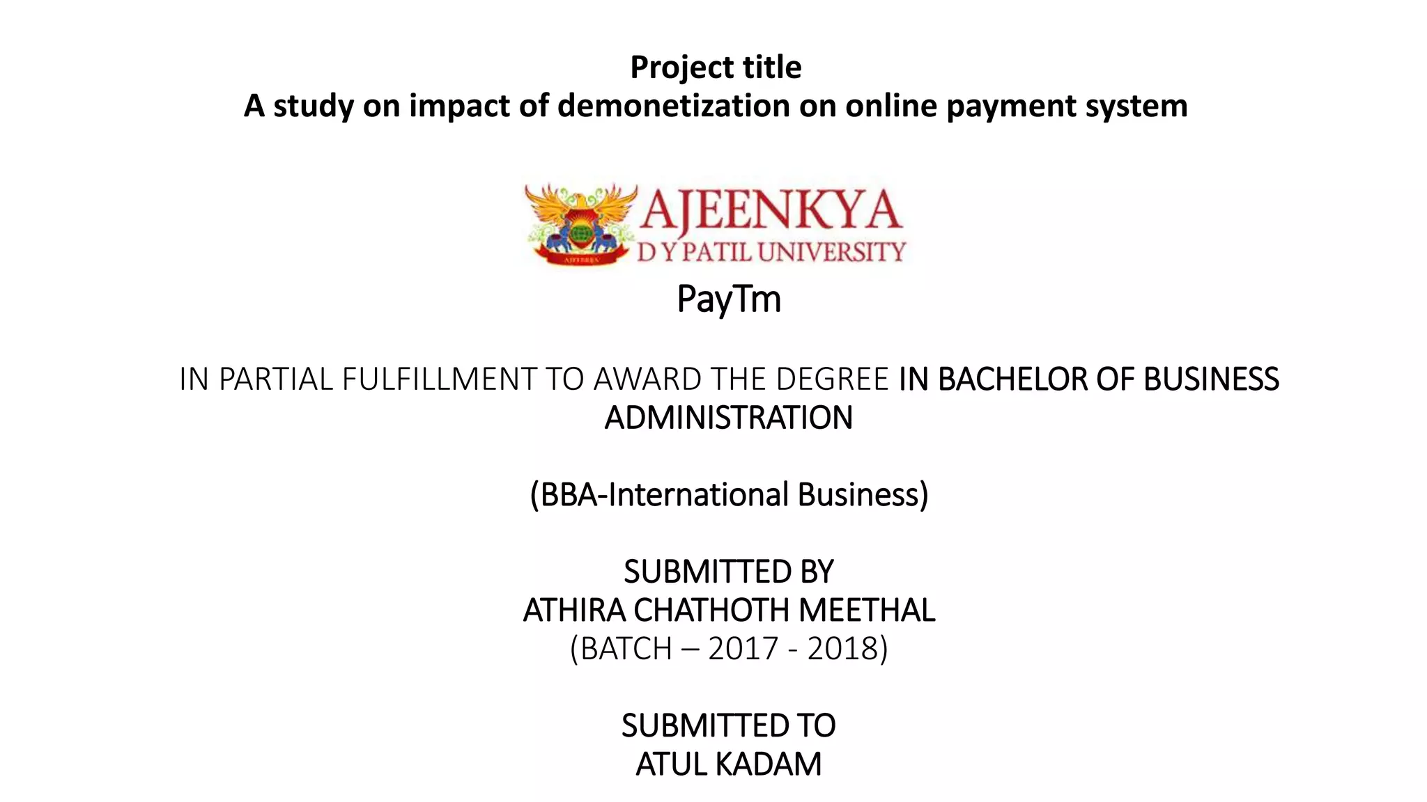Paytm company profile (Ajeenkya D Y Pati University) | PPTX