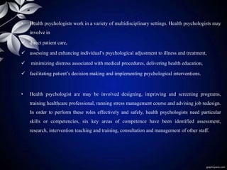 Training and working as a Health Psychologist | PPT