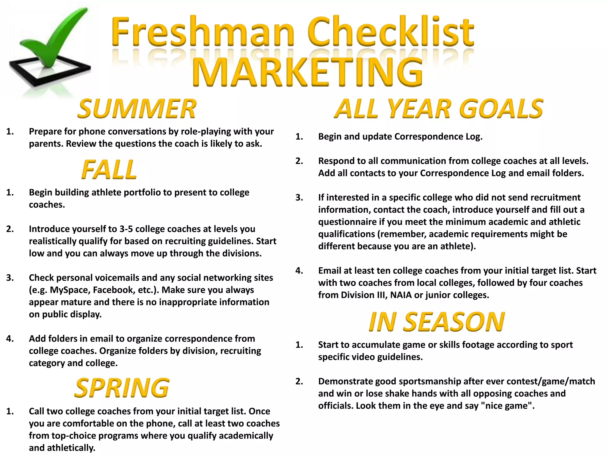 Athlete checklist | PPTX