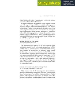 Athletes Perceptions Of The Sources Of Role Ambiguity | PDF