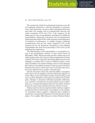 Athletes Perceptions Of The Sources Of Role Ambiguity | PDF