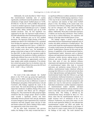 Athletes Satisfaction As Mediator Of Transformational Leadership ...