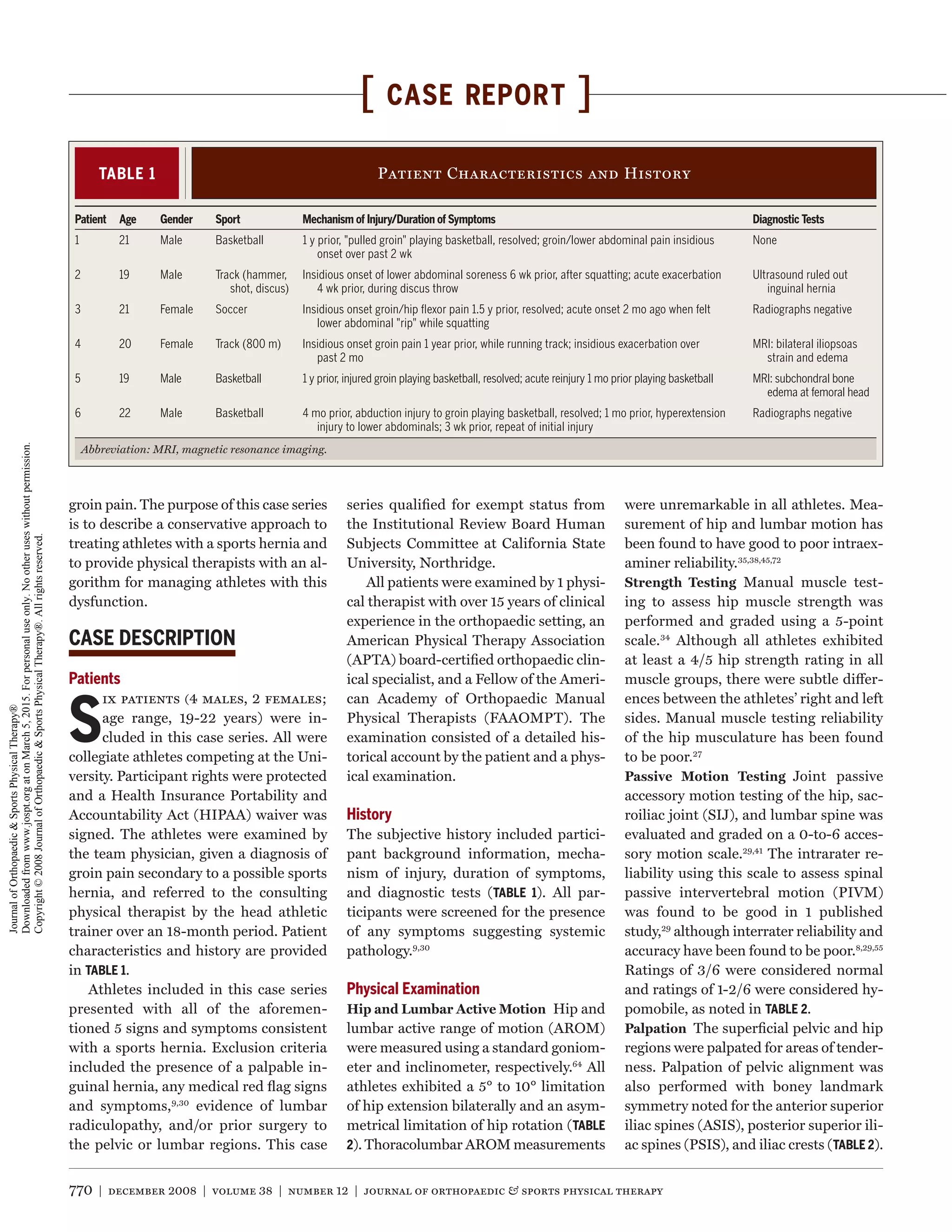Athletic pubalgia mgmt | PDF | Death, Injury, or Military Conflict ...