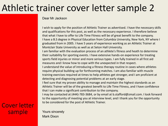 Athletic trainer cover letter | PPT