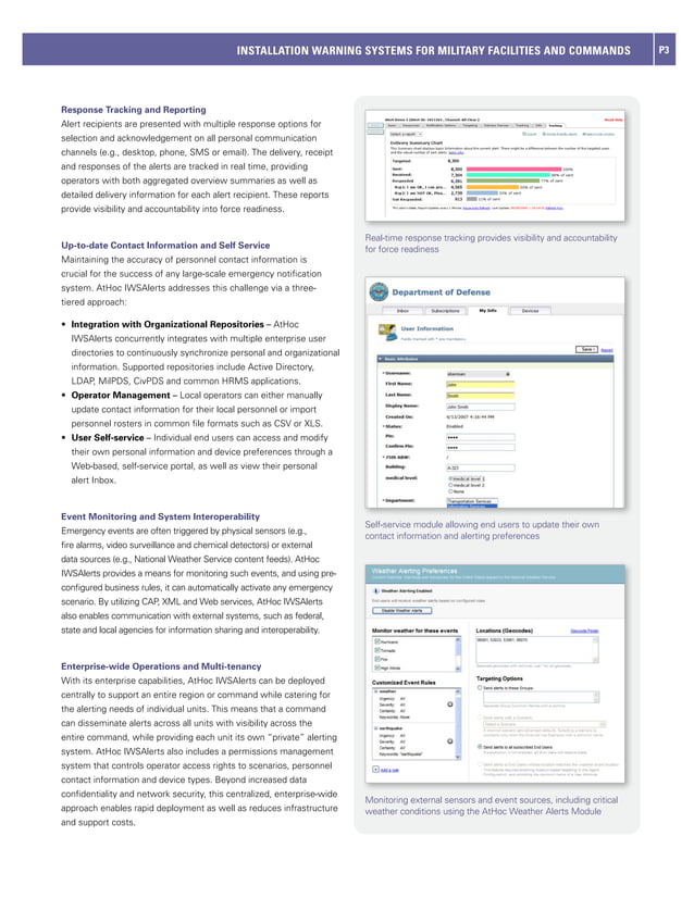 Department of Defense Data Sheet from AtHoc | PDF