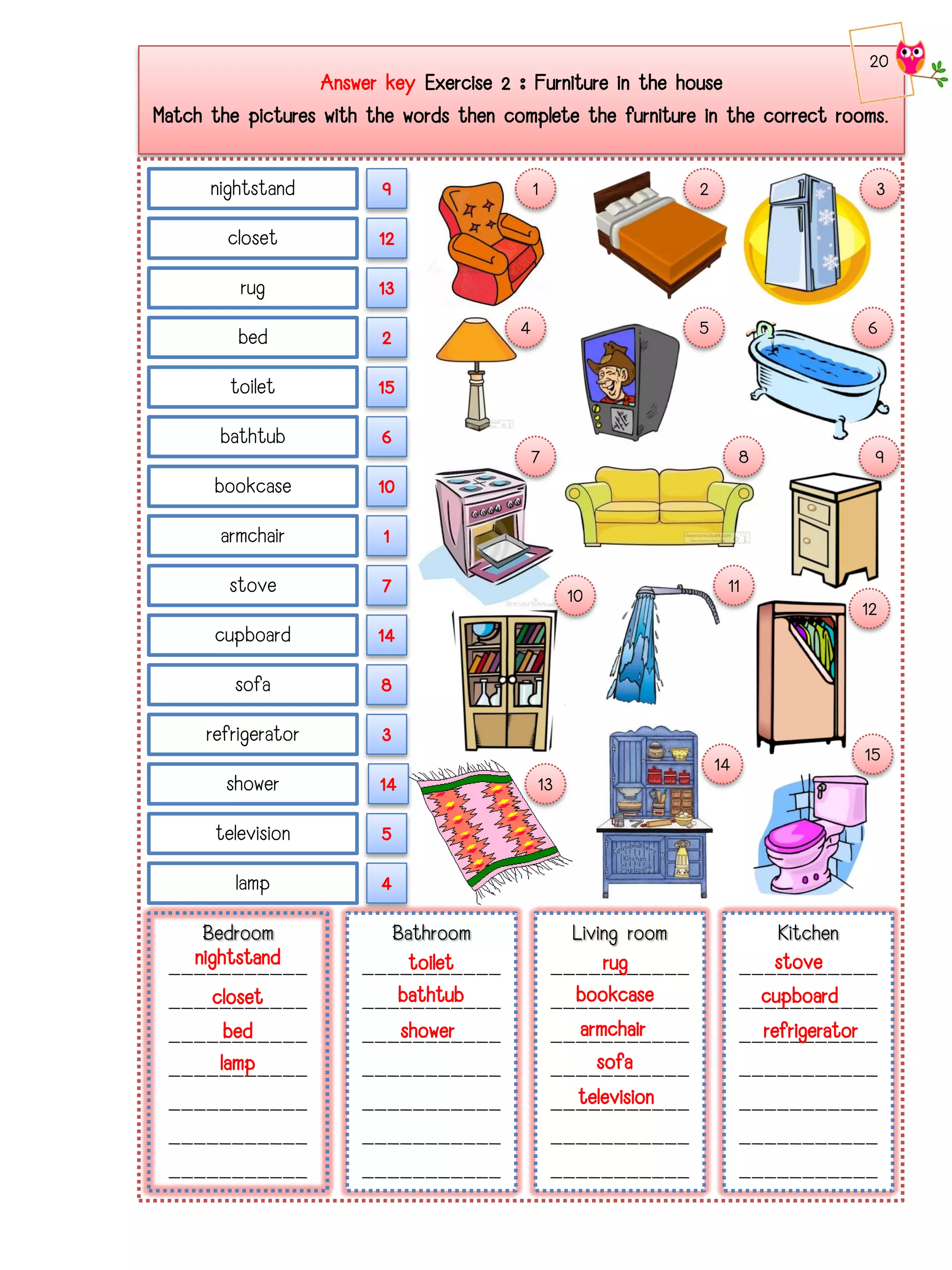 แบบฝึกทักษะภาษาอังกฤษ เรื่อง At Home | PDF
